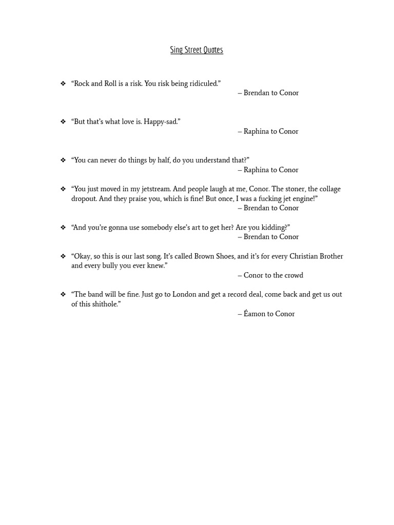 Key Quotes from Sing Street | PDF