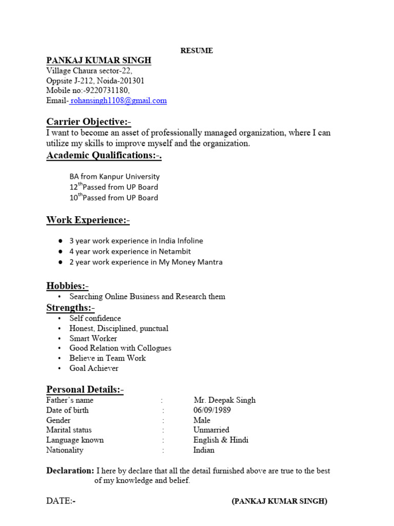 Pankaj Kumar Singh CV | PDF