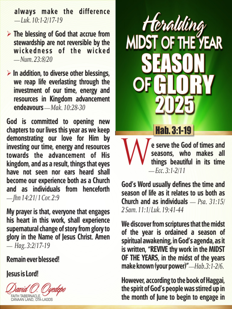 Heralding Midst of The Year Season of Glory 2025 - Approved | PDF ...