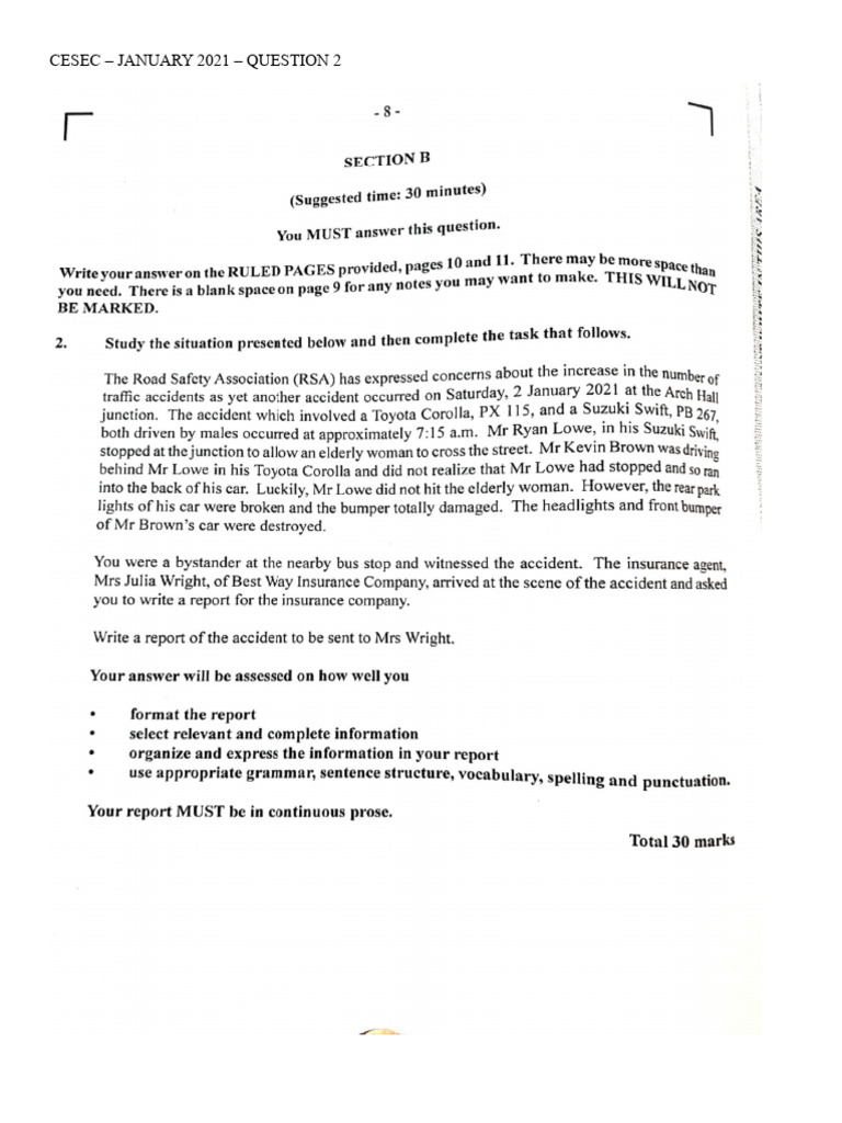 Accident Report CSEC JAN 2021 | PDF