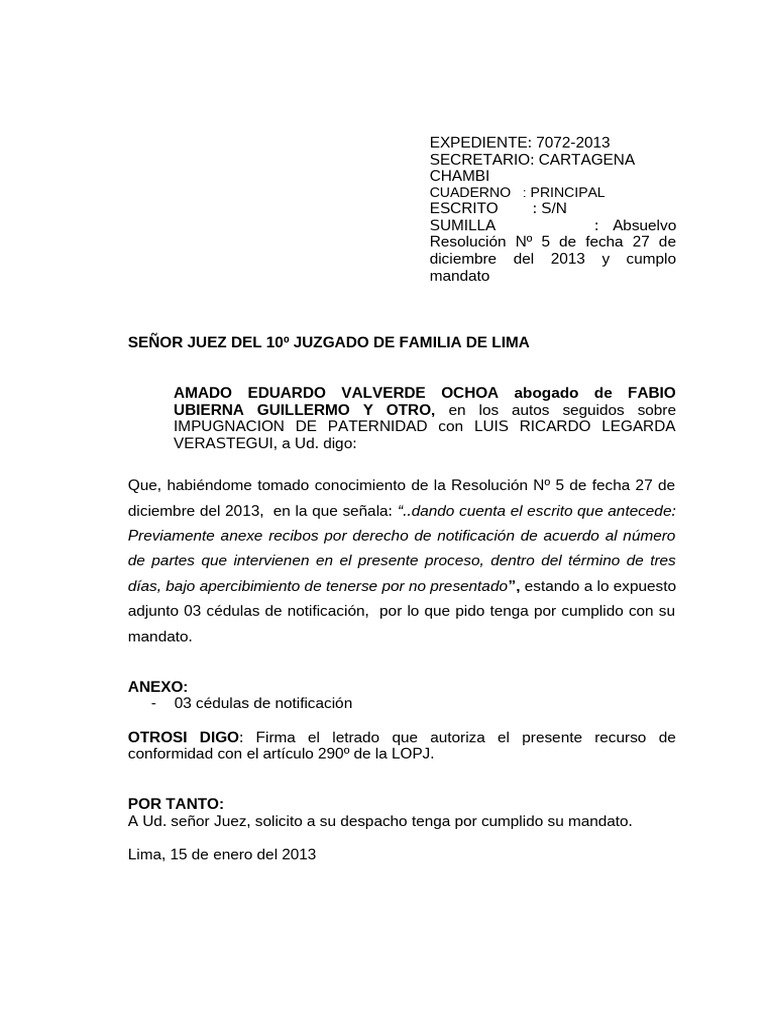 Absuelvo Resolucion #5 y Cumplo Mandato-Fabio Ubierna Guillermo | PDF
