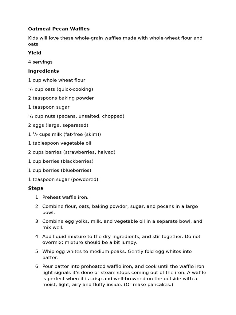 Oatmeal Pecan Waffles | PDF