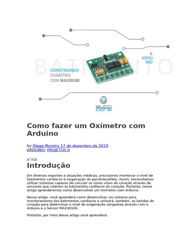 Como Fazer Um Oxímetro Com Arduino | PDF | Arduino | Resistor