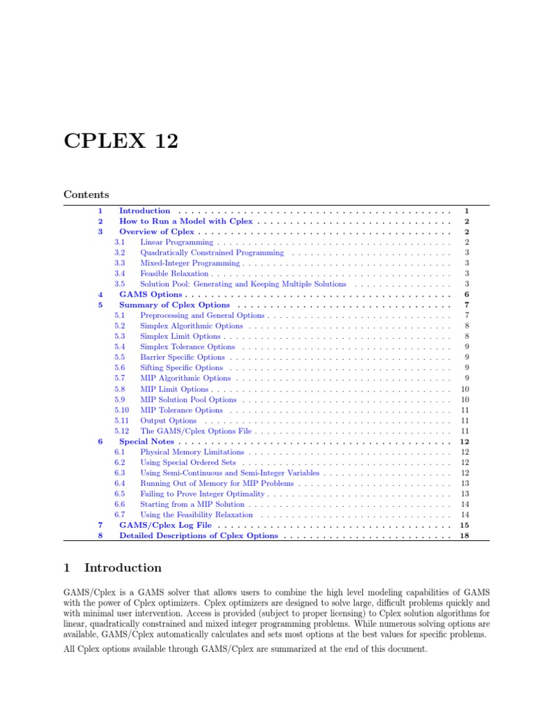 Cplex Pdf Linear Programming Mathematical Optimization 