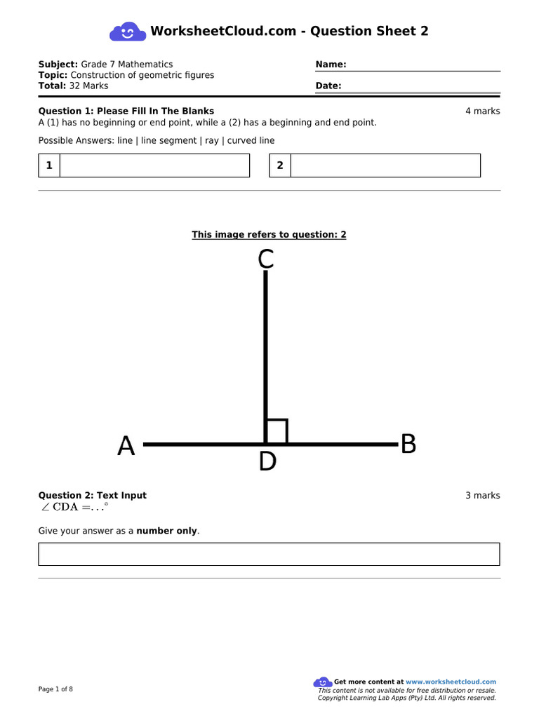 Construction of Geometric Figures Worksheet2 | PDF | Geometry | Mathematics