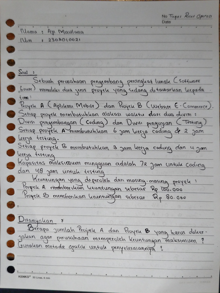 Tugas Metode Grafik Linier Programming - Aji Maulana - 2303010021 - TI ...