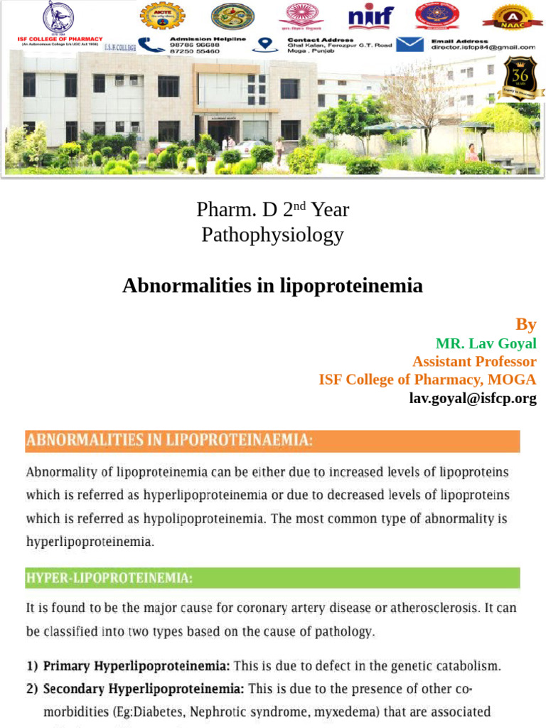 Abnormalities in Lipoproteinemia | PDF