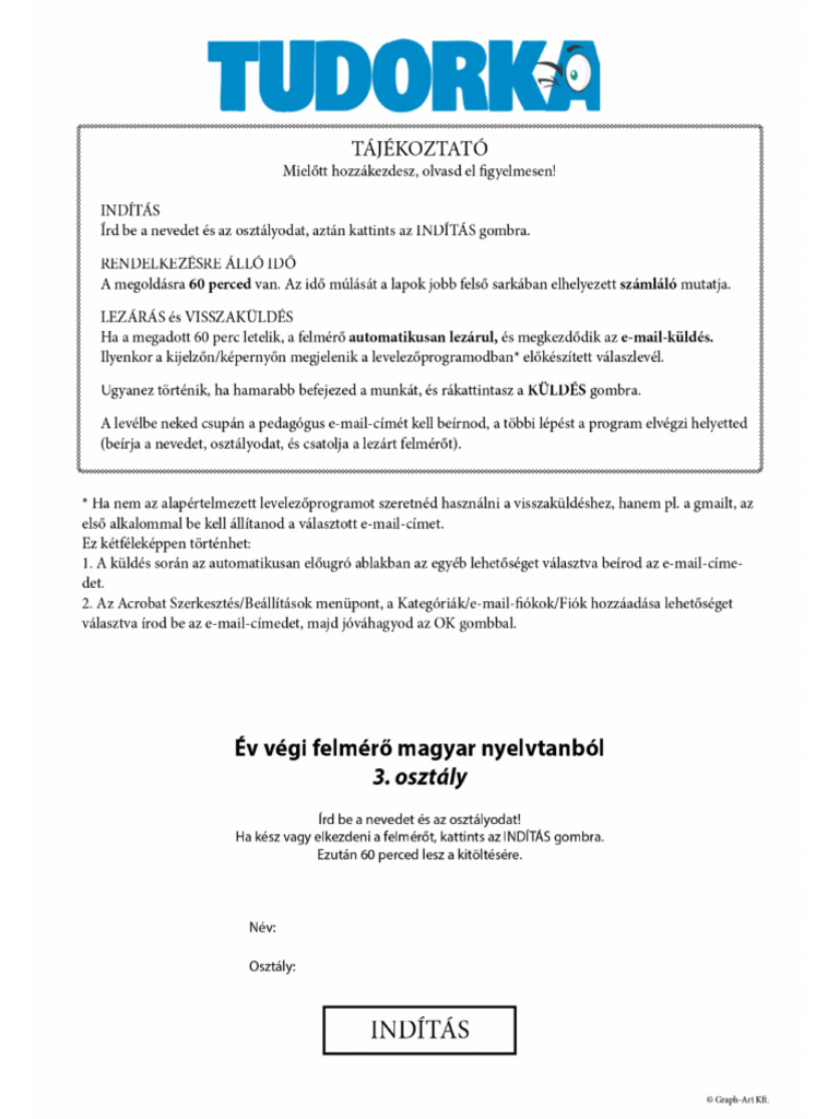 Év Végi Felmérő Magyar Nyelvtanból, 3. Osztály - Interaktiv - Felmero - Evvegi - 3o - Nyelvtan ...