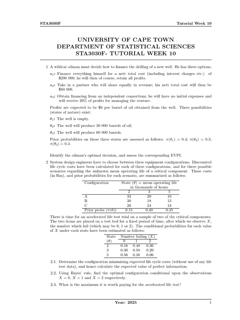 Tutorial Wk10 | PDF | Statistical Theory | Probability Theory