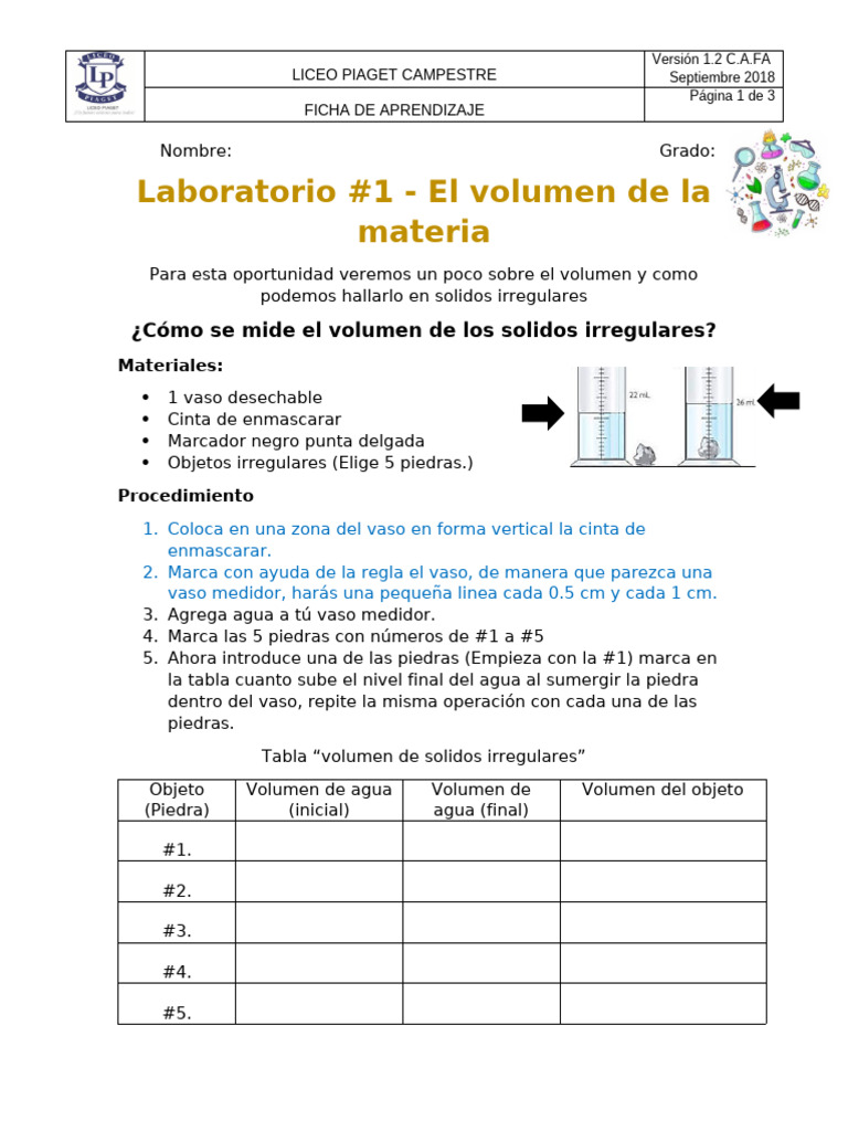 Como Se Mide El Volumen de Los Solidos Irregulares Grado Sexto | PDF | Volumen