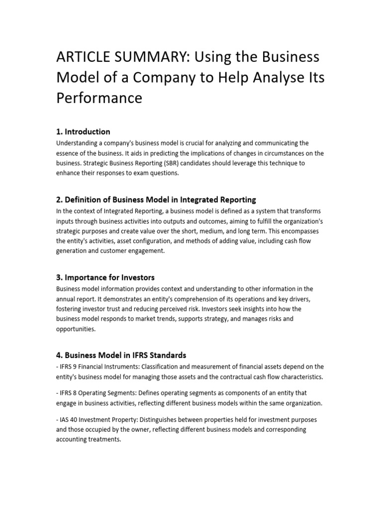 Analyzing Company Performance via Business Models | PDF | Business ...