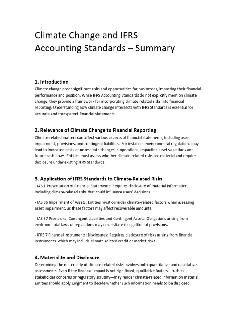 Article Summary - Climate Change & IFRS | PDF