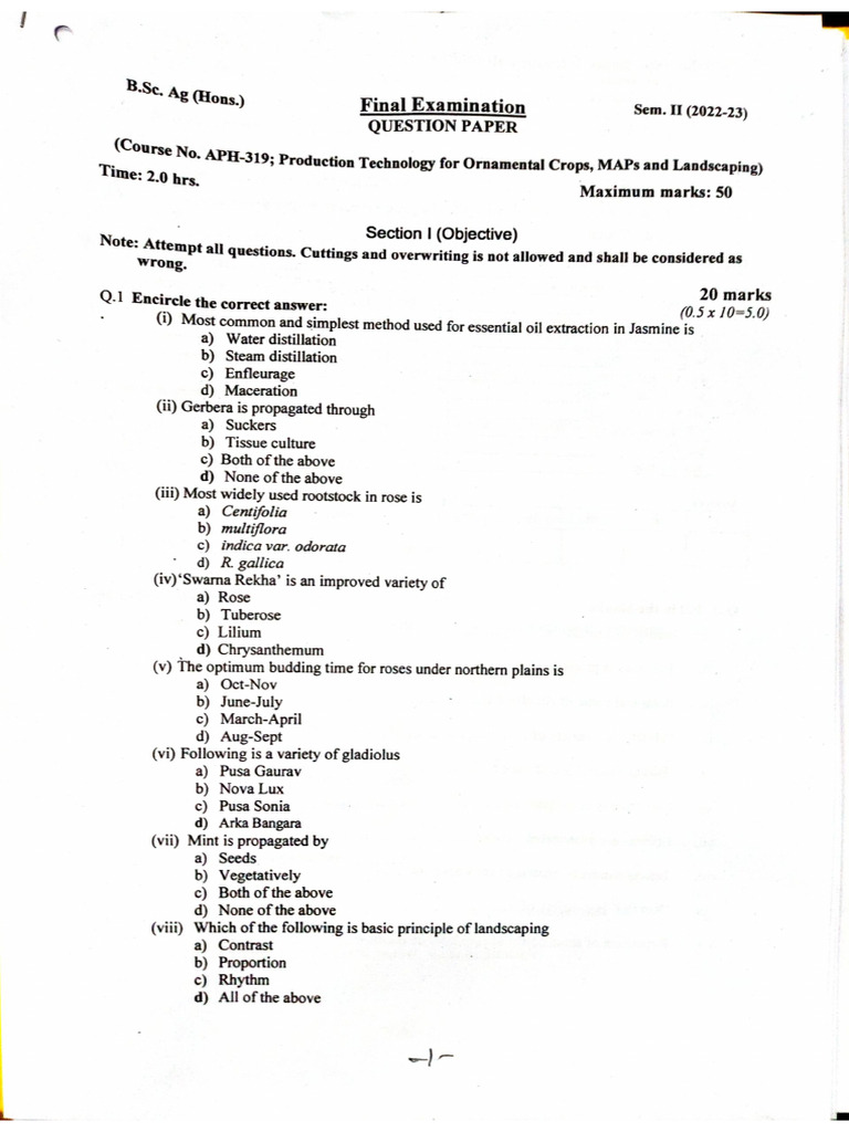 APH 319 - Final Question Paper 2023 | PDF