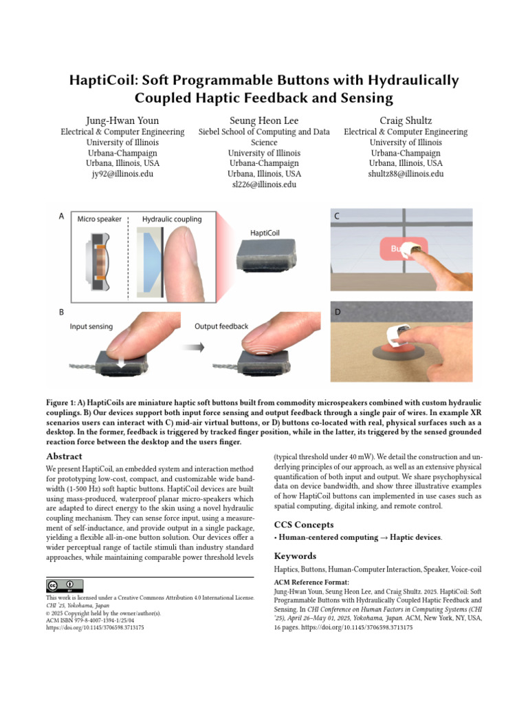 HaptiCoil: Soft Programmable Buttons With Hydraulically Coupled Haptic Feedback and Sensing ...