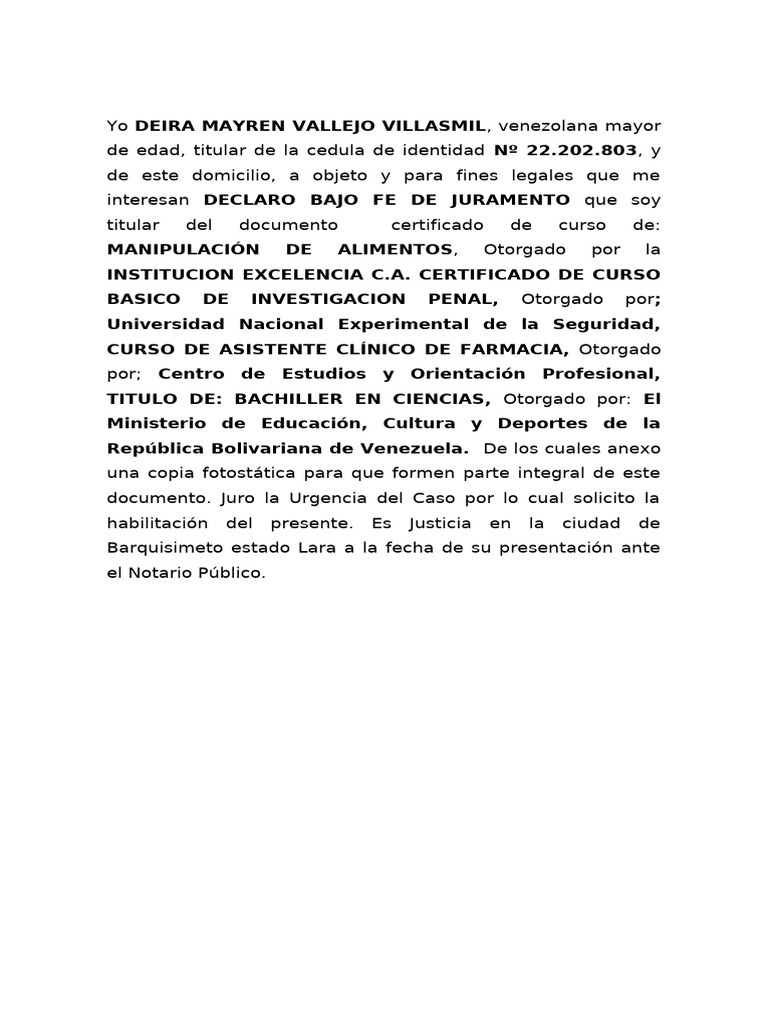 DECLARACION JURADA (2) | PDF