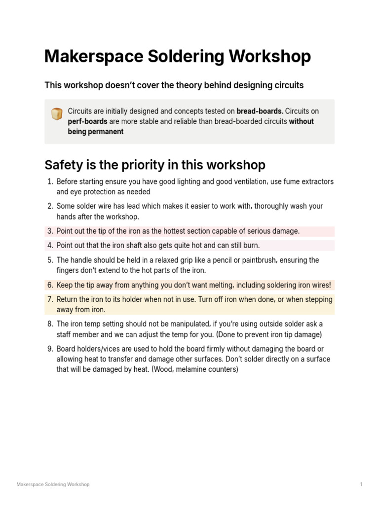 Makerspace Soldering Workshop | PDF | Soldering | Secondary Sector Of ...