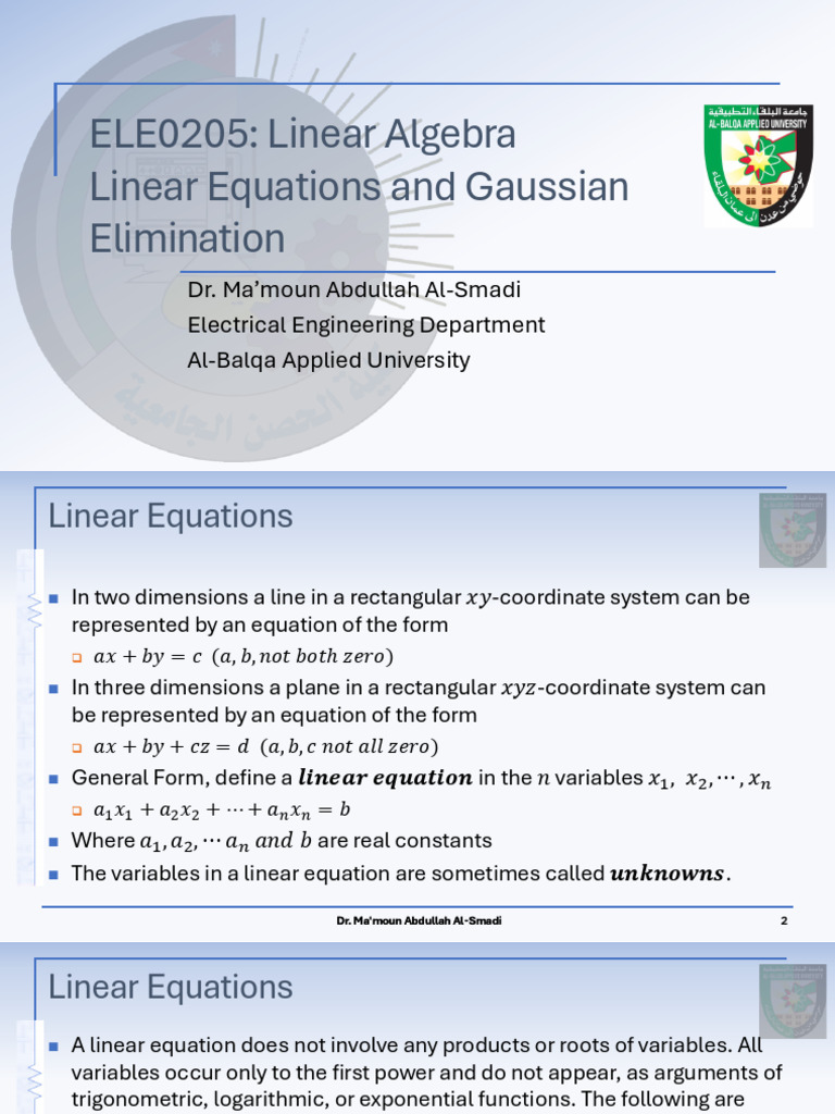 1-Introduction To Systems of Linear Equations | PDF | System Of Linear Equations | Matrix ...