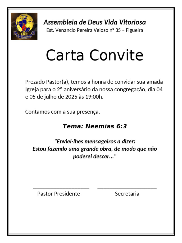 Carta Convite | PDF