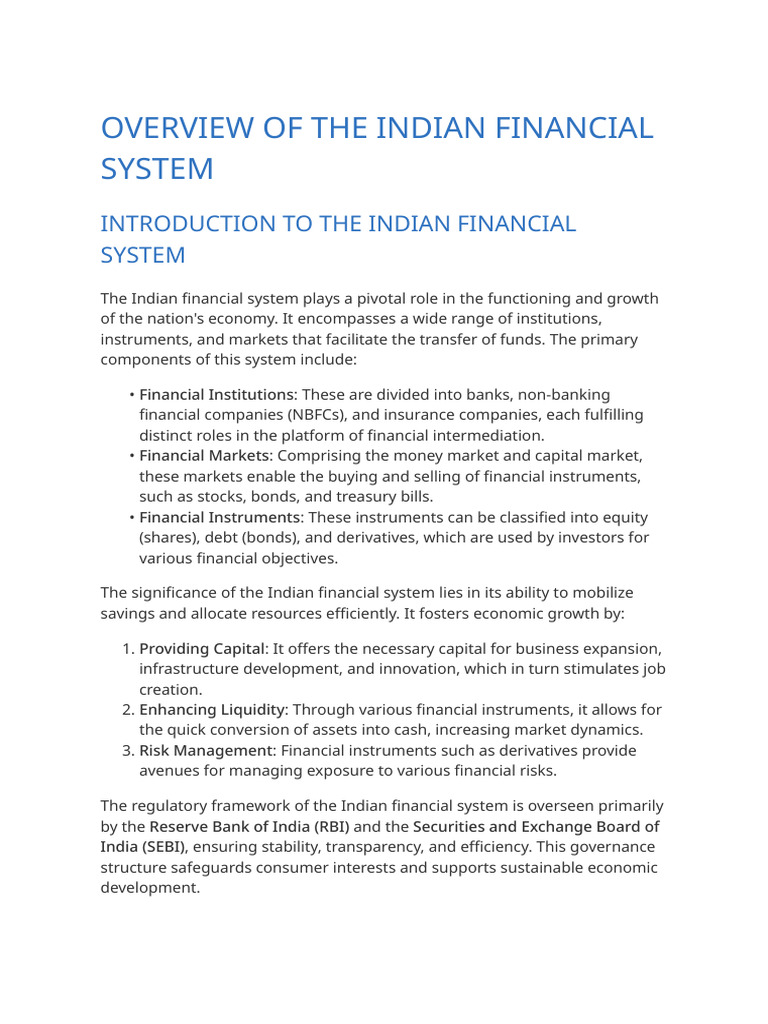 Overview of The Indian Financial System | PDF | Net Present Value ...