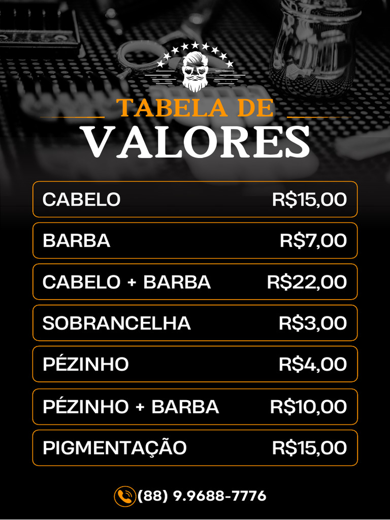 Cartaz Tabela de Valores para Barbearia Rústico Azul | PDF