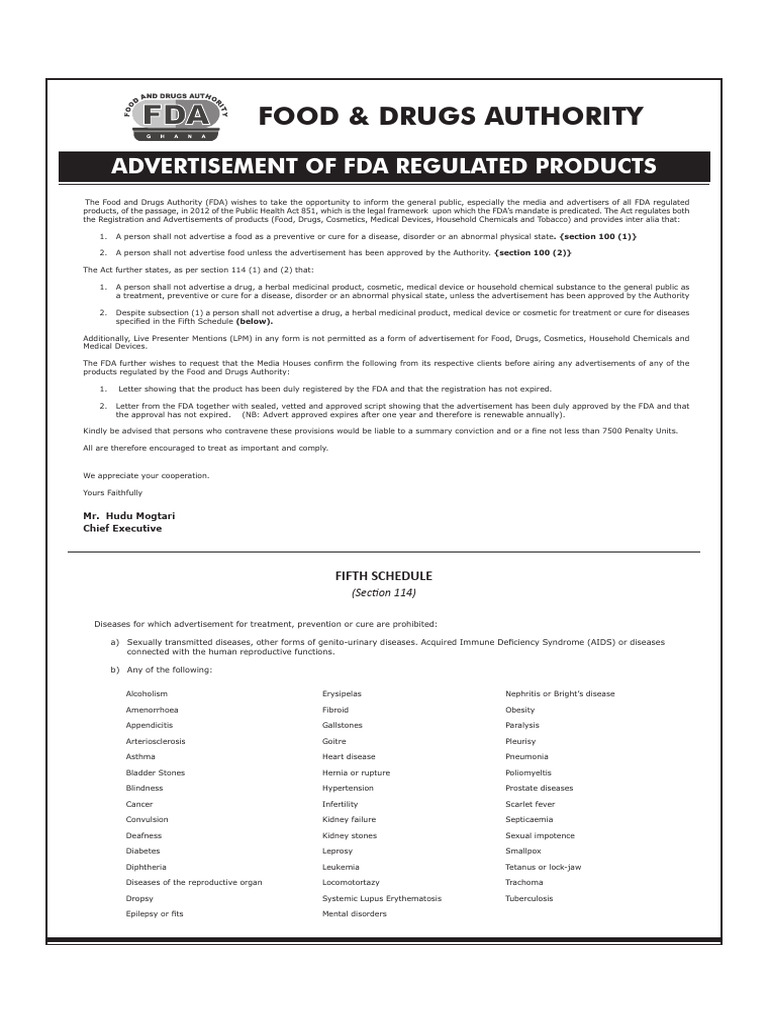 Advertisement of FDA Regulated Products | PDF | Food And Drug Administration | Drugs