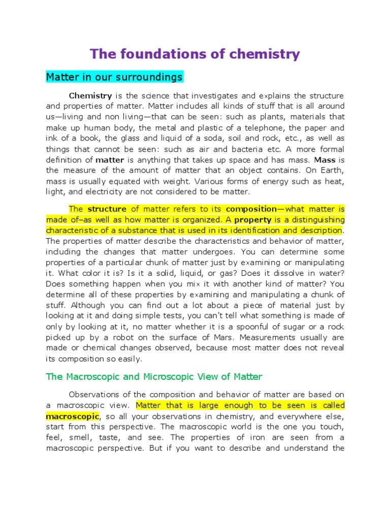 The foundations of chemistry: classifying matter by state and ...