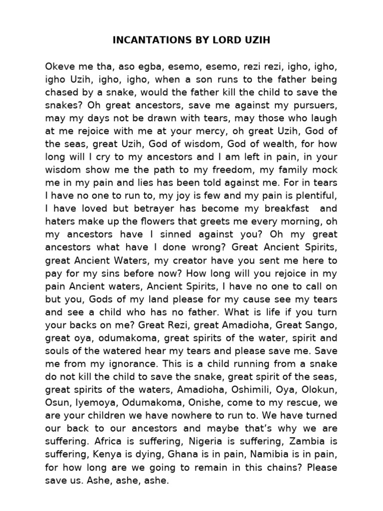 Incantations to Lord Uzih for Rescue | PDF