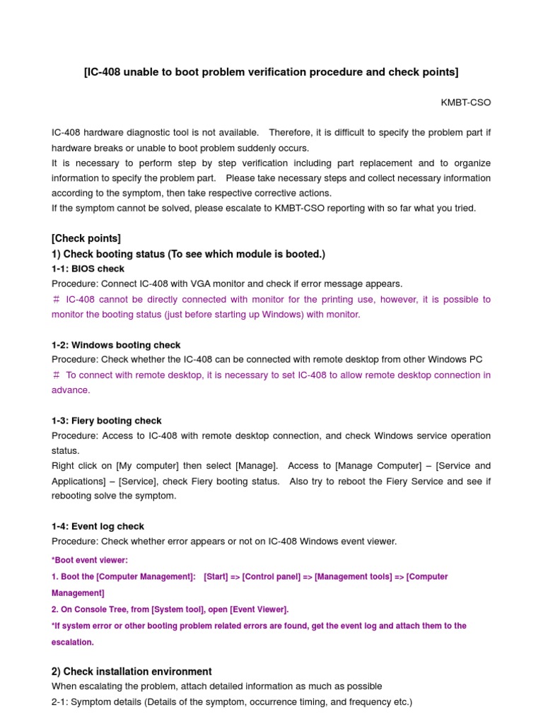 IC 408 Verification Procedure and Check Points | PDF | Booting ...