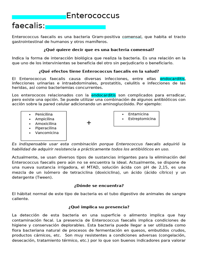Enterococcus Faecalis | PDF | Biología | Microbiología