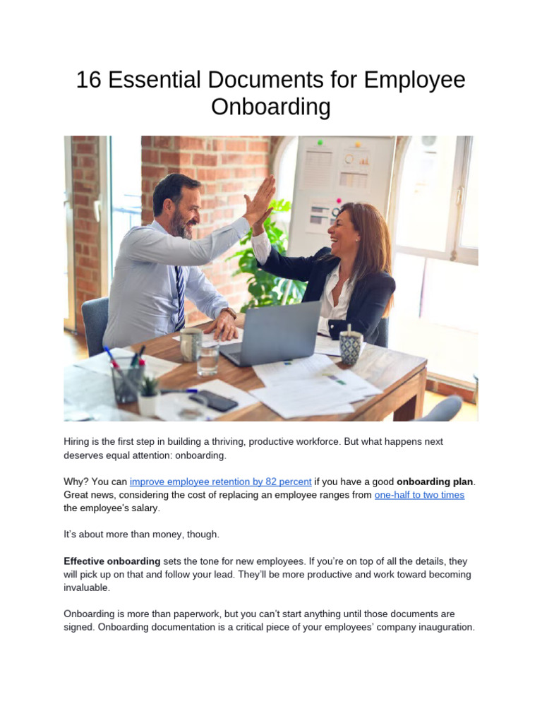 Essential Onboarding Documents Checklist | PDF | Employment | Non ...