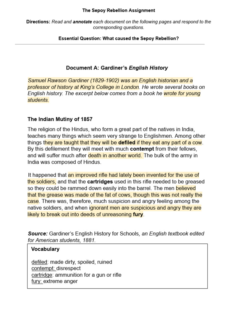Causes of the Sepoy Rebellion Explained | PDF | Indian Rebellion Of 1857