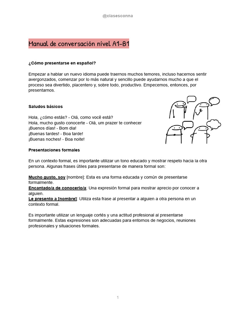 Manual de Conversación Nível A1-B1 | PDF