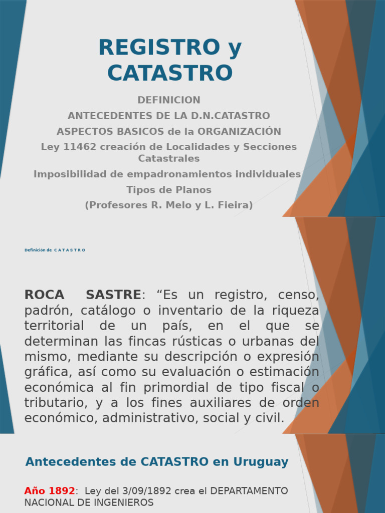 Catastro: Definición y Organización en Uruguay | PDF | Ley de Tierras