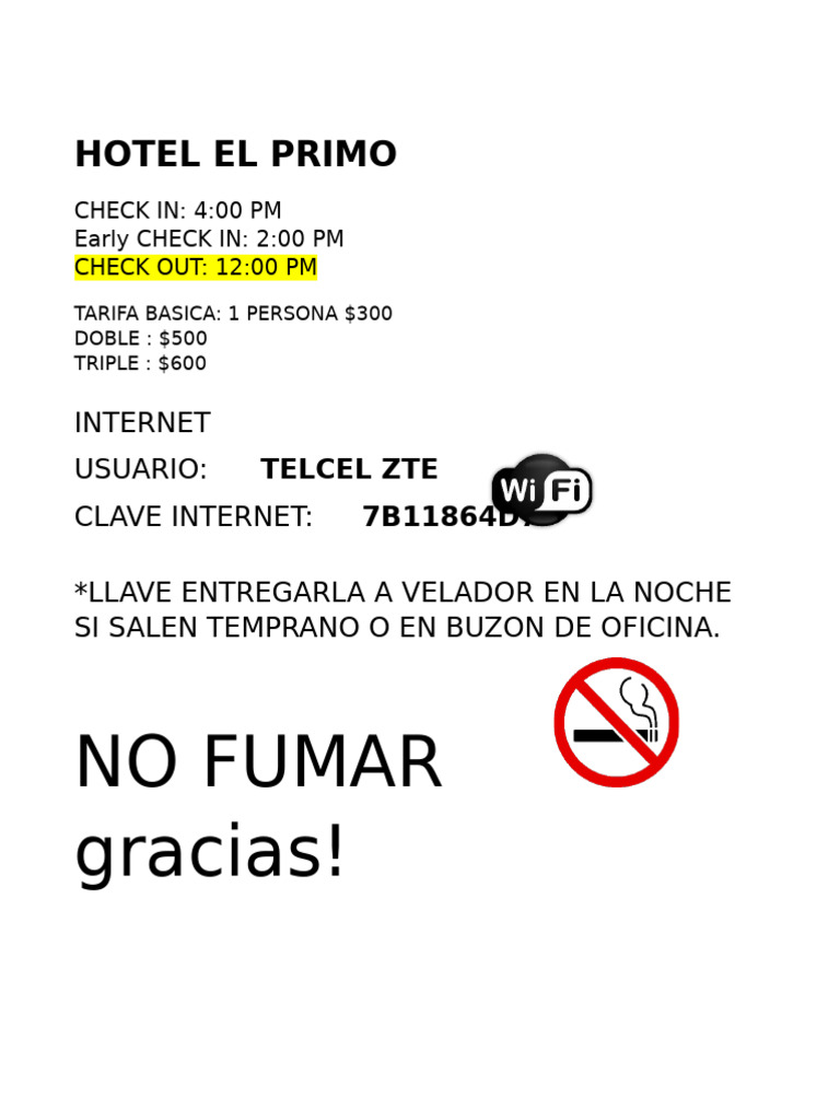 Hotel El Primo | PDF
