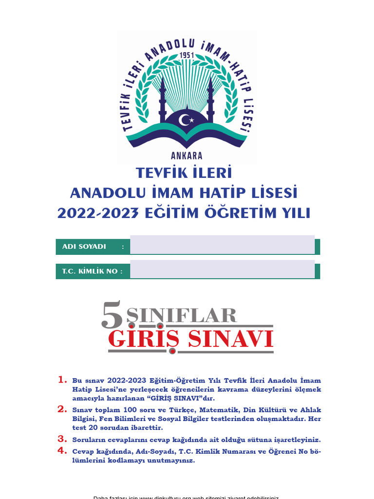 Yenimahalle Tevfik Ileri Aihl 2022-2023 Soru Ve Cevaplari Dinkulturu Org | PDF