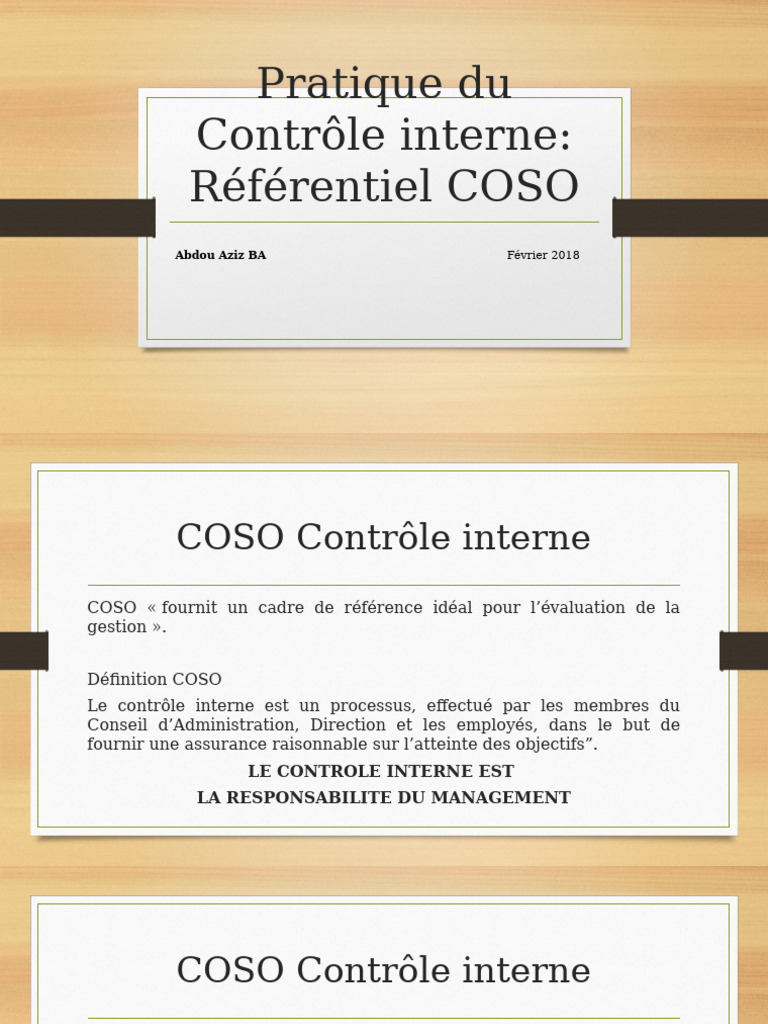 Pratique Du Contrôle Interne Modèle COSO-1 | PDF | Contrôle interne | Économie d'entreprise
