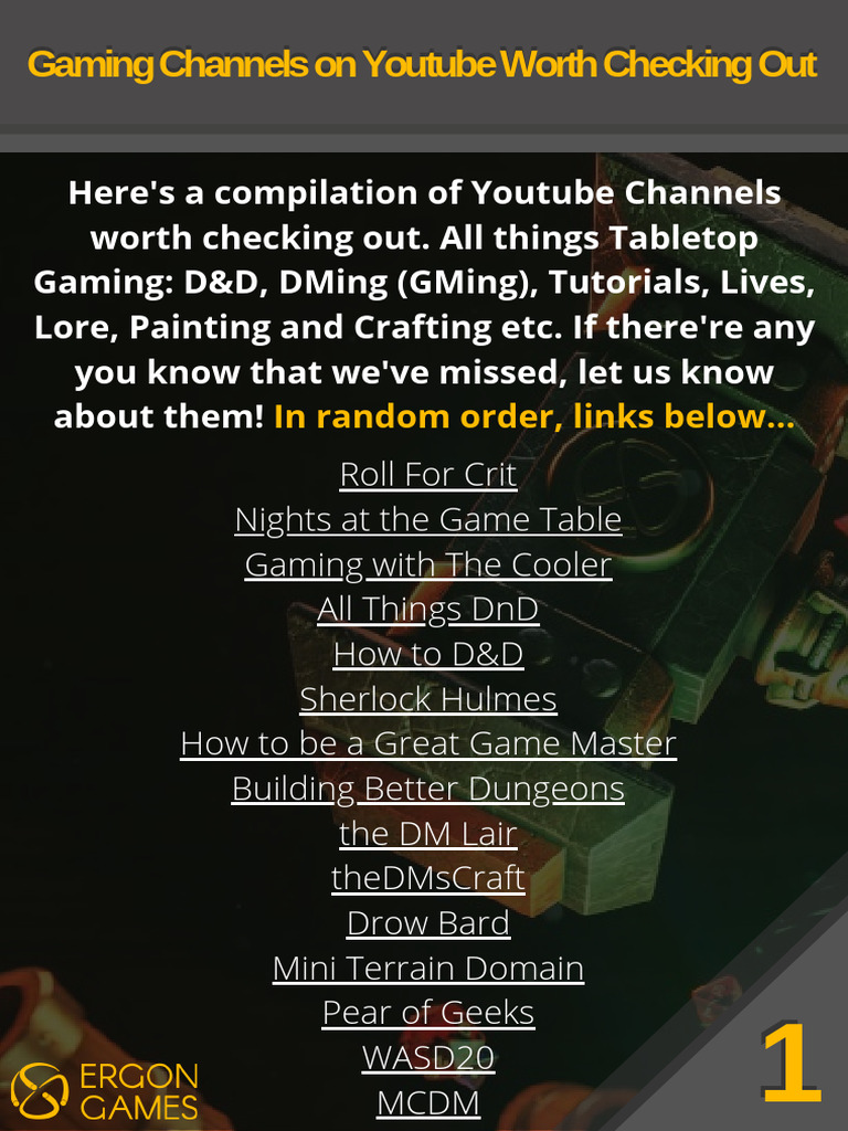Gaming YT Channels Worth Checking Out | PDF | Dungeons & Dragons ...