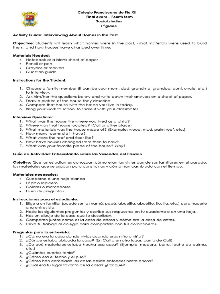 1st Grade - Final Exam | PDF