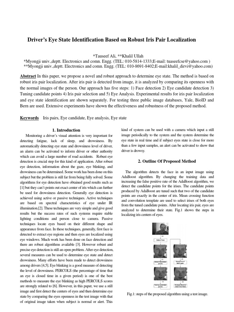 Driver Eye State Detection via Iris Localization | PDF | Eye ...