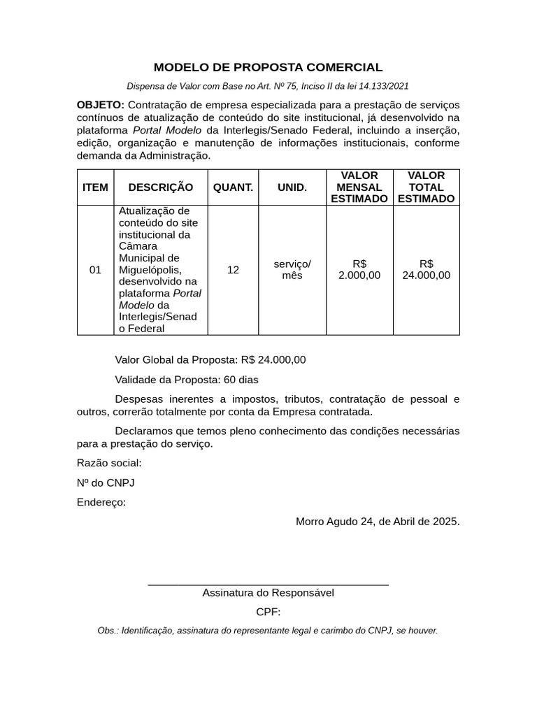 Modelo de Proposta Comercial | PDF