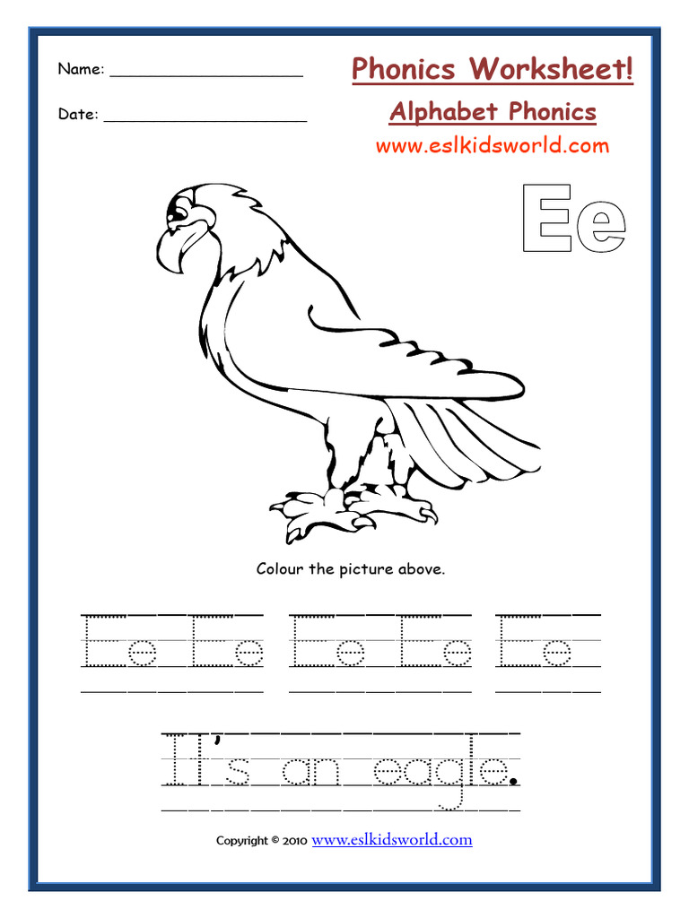 Phonics Alphabet Worksheet E | PDF