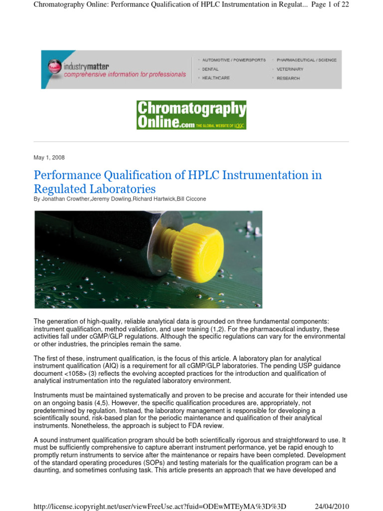 HPLC Performance Qualification | PDF | High Performance Liquid ...