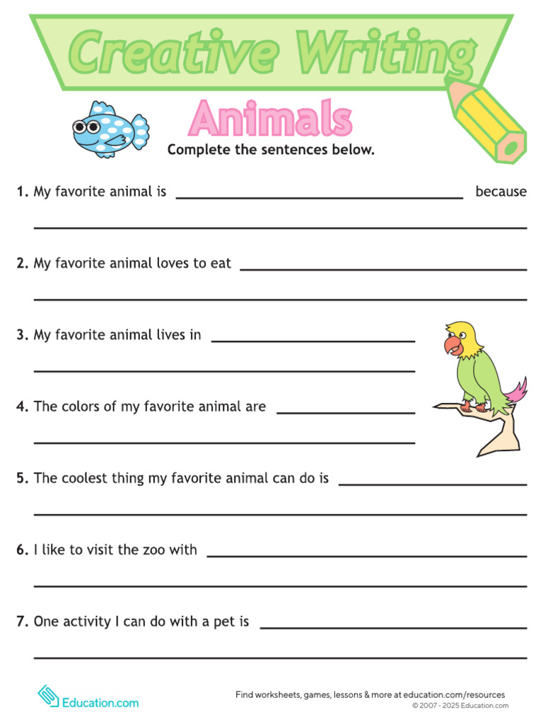 Sentence Writing Animals 1 | PDF