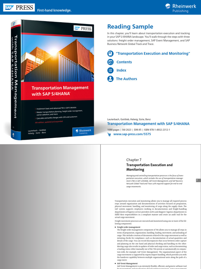 Reading Sample Sap Press Transportation Management With Sap s4hana | PDF | Cargo | Consignee