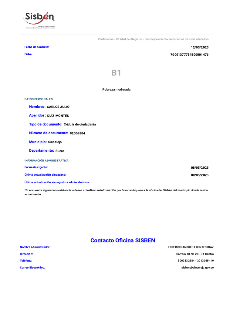 Sisbén IV | PDF