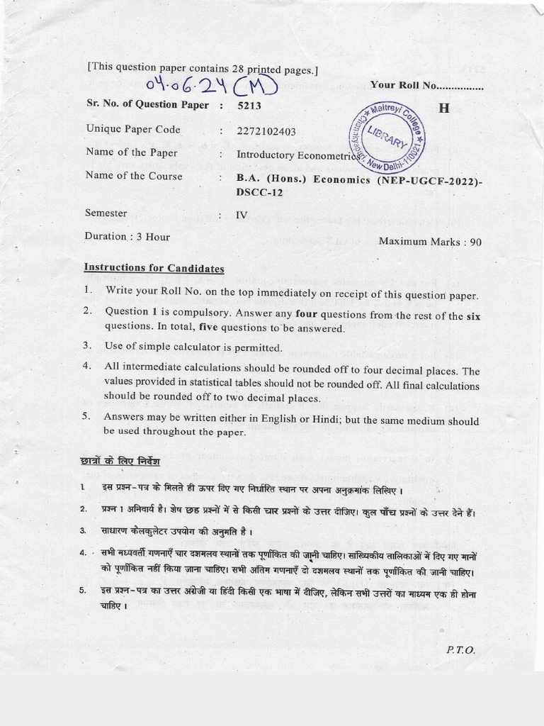 Introductory Econometrics 5213 | PDF | Mathematics | Applied Mathematics