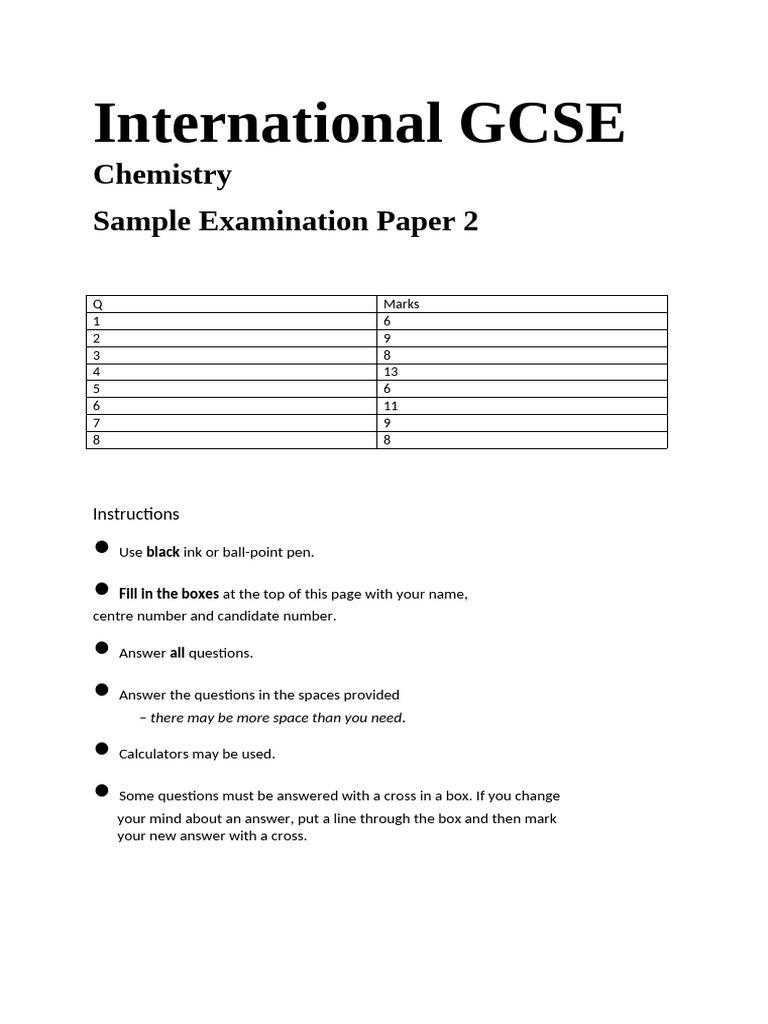 IGCSE - Chem - Mock Exam Paper 2 | PDF | Oxide | Atmosphere Of Earth