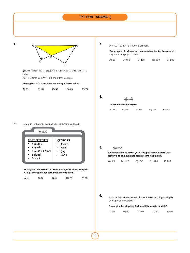 Tyt Son Tarama - (2. Kısım | PDF