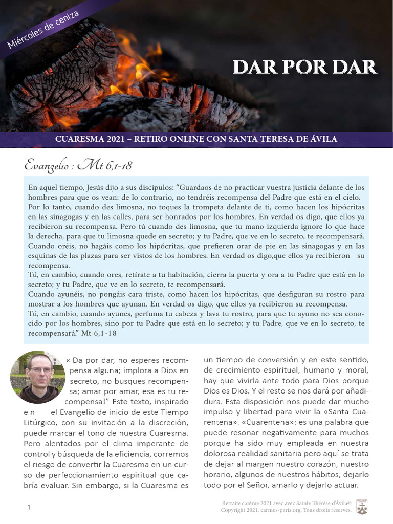 Retiro Cuaresmal 2021 con Santa Teresa | PDF | Teresa De Ávila