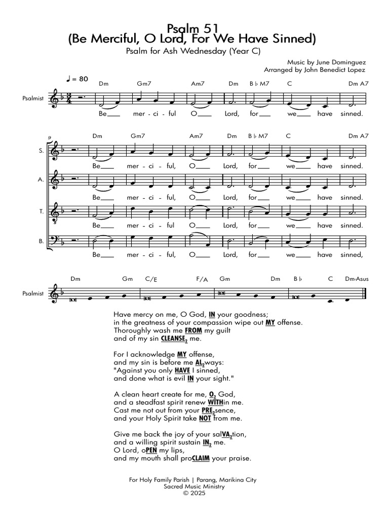 Psalms For The Lent Season Year C | PDF | Psalms | Old Testament Books